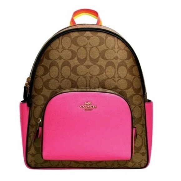 Coach | Bags | Coach Court Color Block Backpackneon Pink Rainbow Pride ...